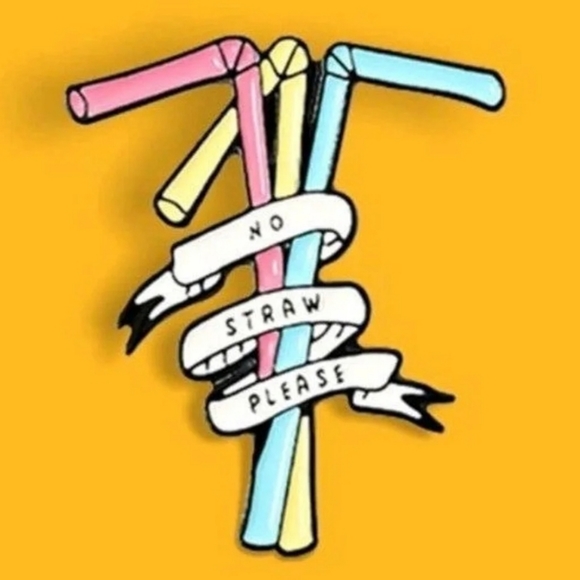 Jewelry | 2 For 13 No Plastic Straw Please Pin | Poshmark